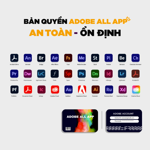 Tài khoản Adobe Creative 80GB full toàn bộ app 12 tháng - Shop Đặng ...